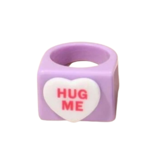 None | Jewelry | Y2k Chunky Heart Ring Hug Me Purple Chunky Y2k Style ...